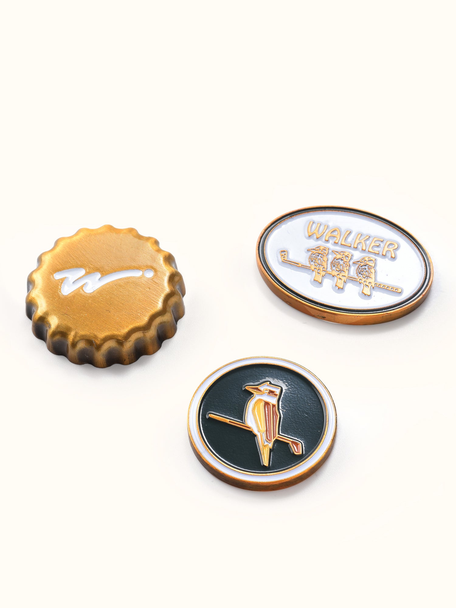Ball Marker On Watch 3 Pack - White / Green / Brushed Gold